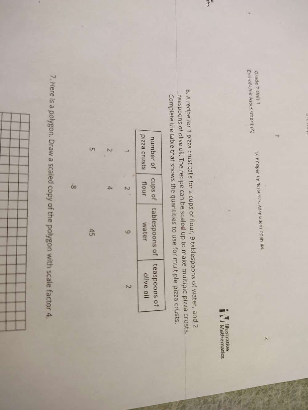 Solved: Grade 7 Unit 1 End-of-Unit Assessment (A) CC BY Open Up ...