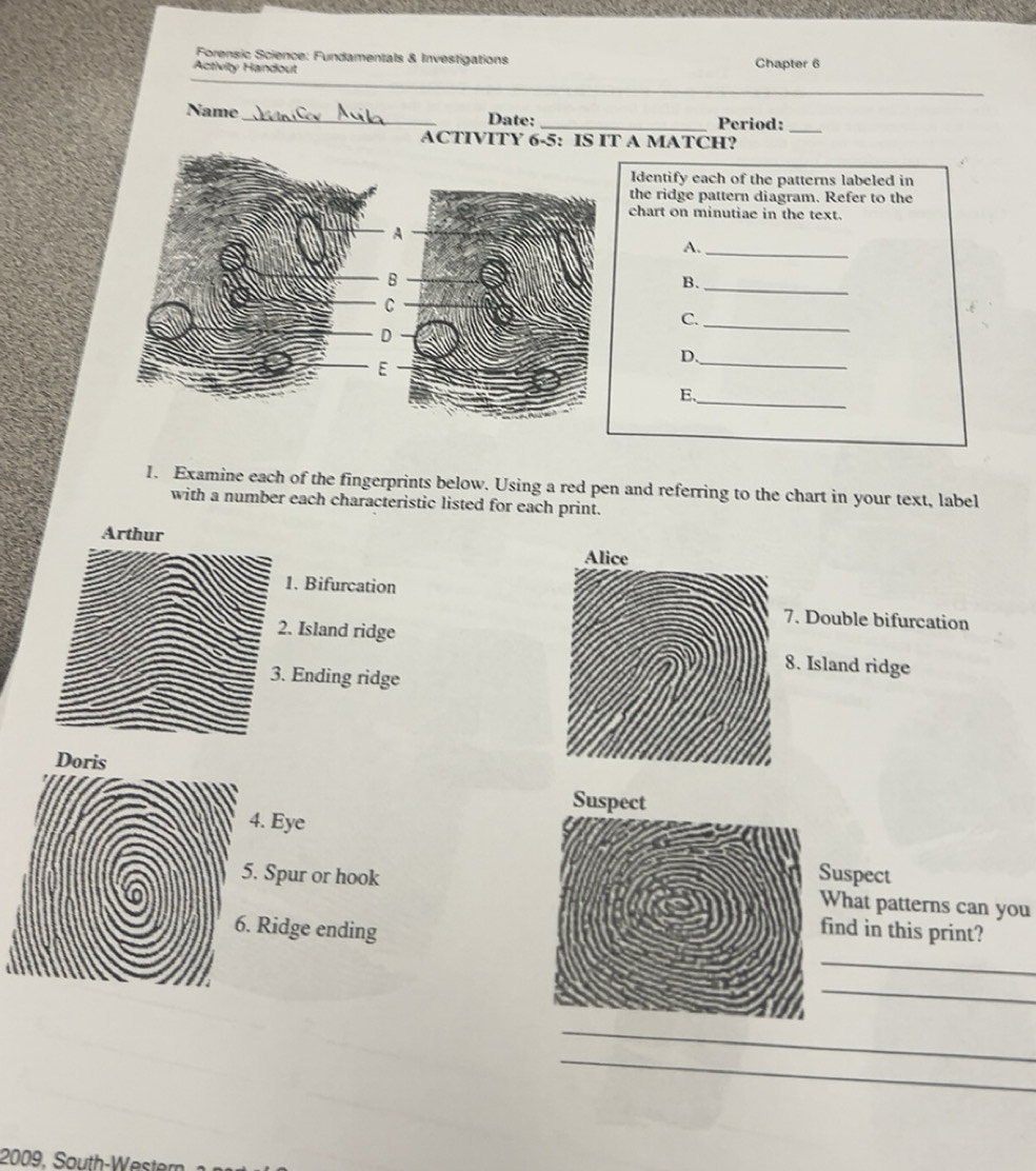 Solved: Forensic Science: Fundamentals & Investigations Activity ...