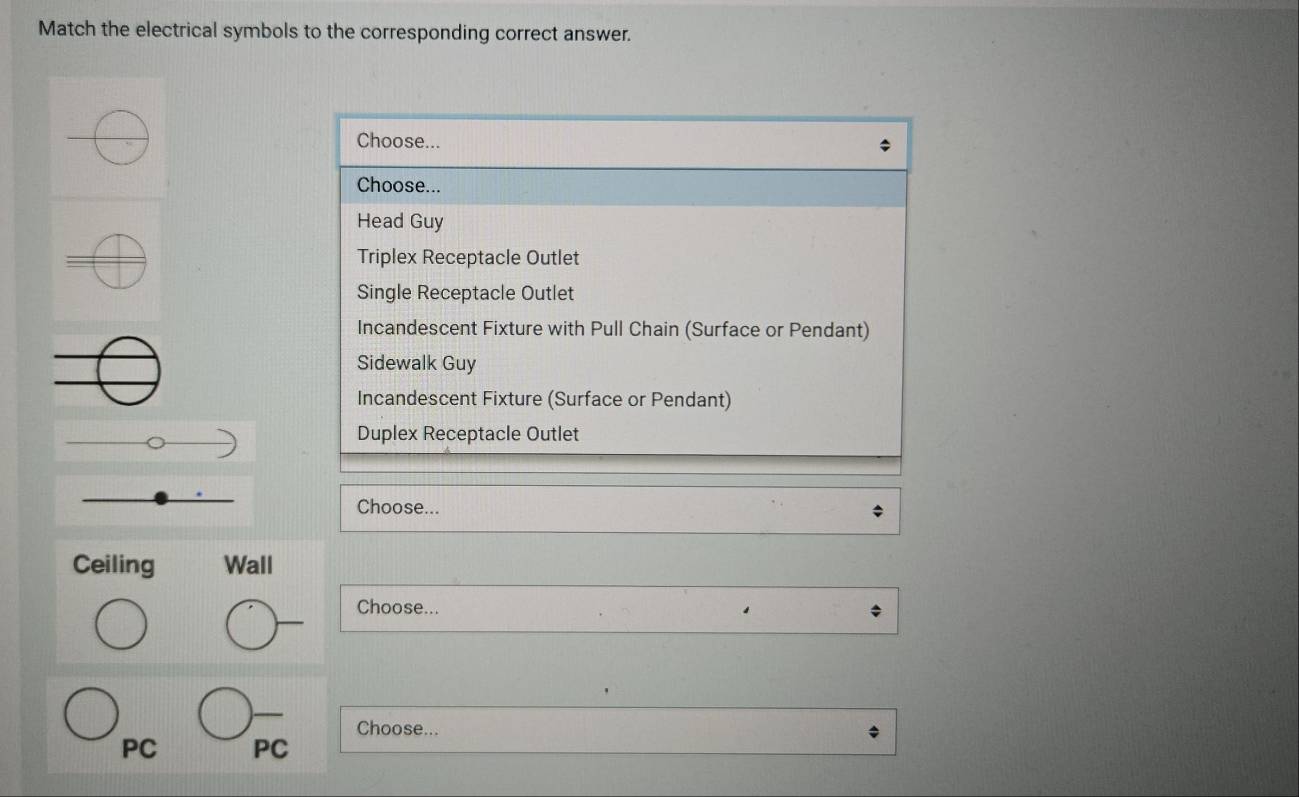 Solved: Match the electrical symbols to the corresponding correct ...