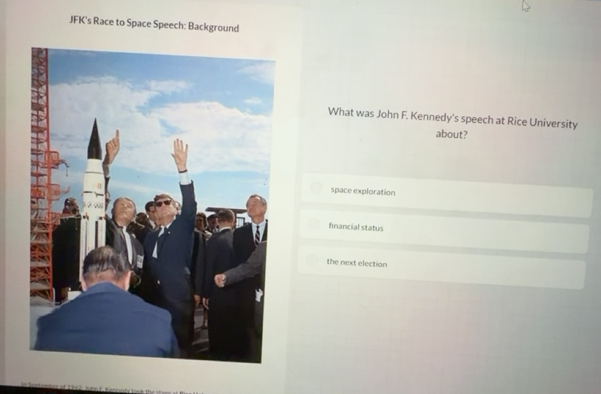 Gelöst:JFK's Race to Space Speech: Background What was John F. Kennedy ...