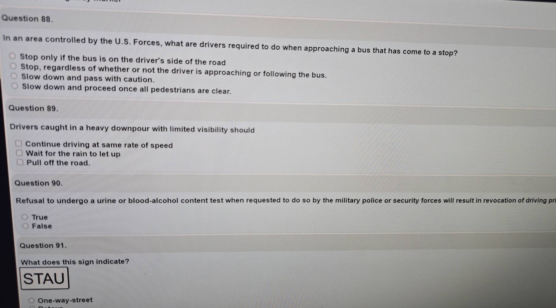 Solved: In an area controlled by the U.S. Forces, what are drivers ...