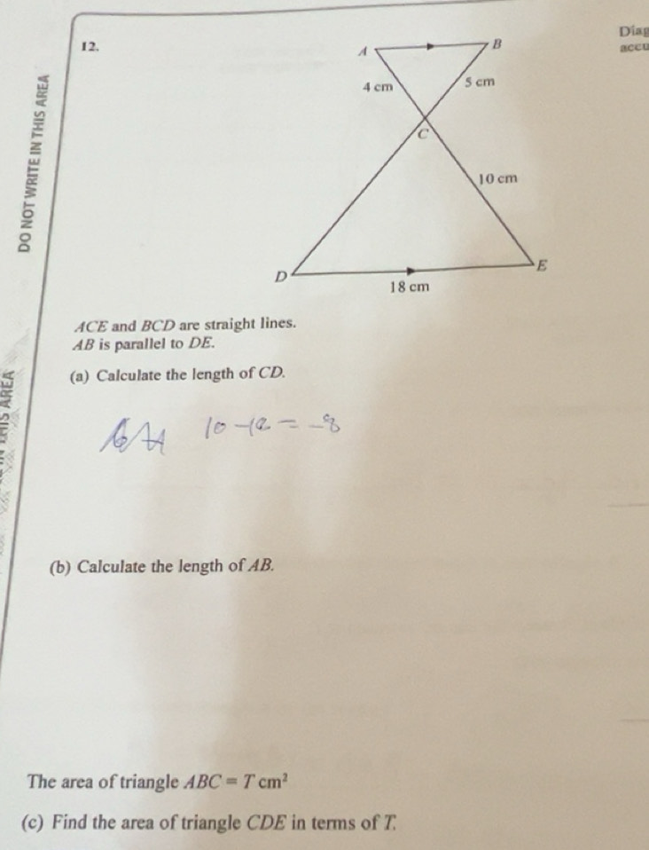 Solved: Díag accu ACE and BCD are straight lines. AB is parallel to DE ...