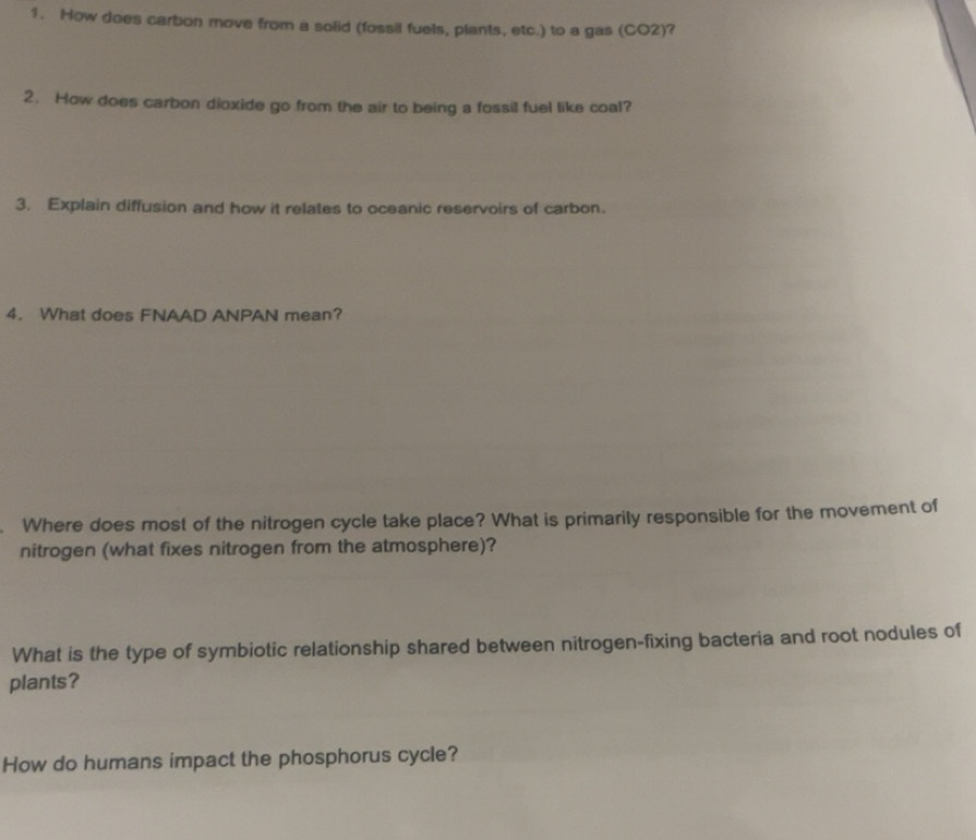 Solved: How does carbon move from a solid (fossil fuels, plants, etc ...