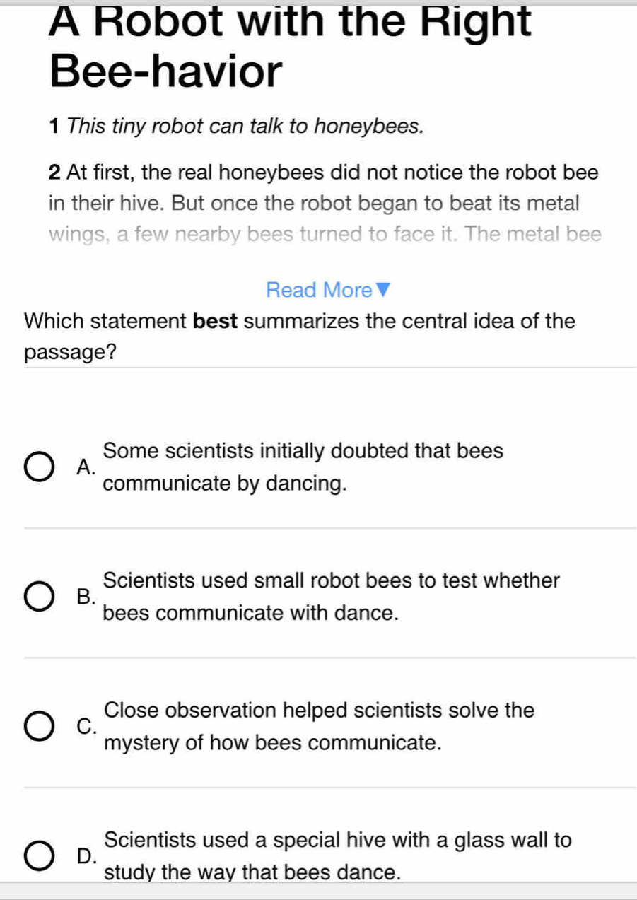 Solved: A Robot with the Right Bee-havior 1 This tiny robot can talk to ...