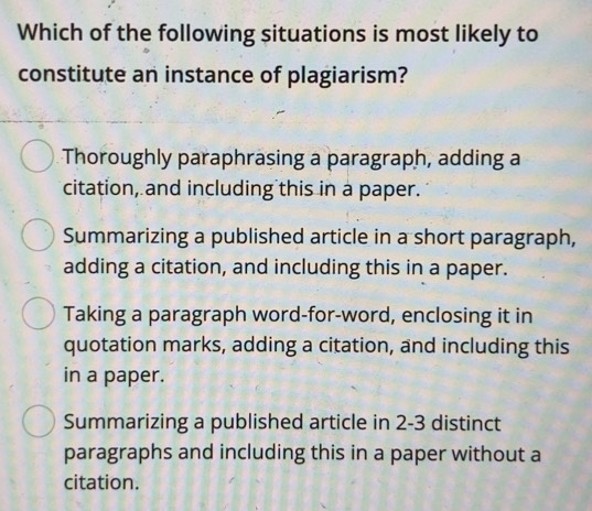 Solved: Which of the following situations is most likely to constitute ...