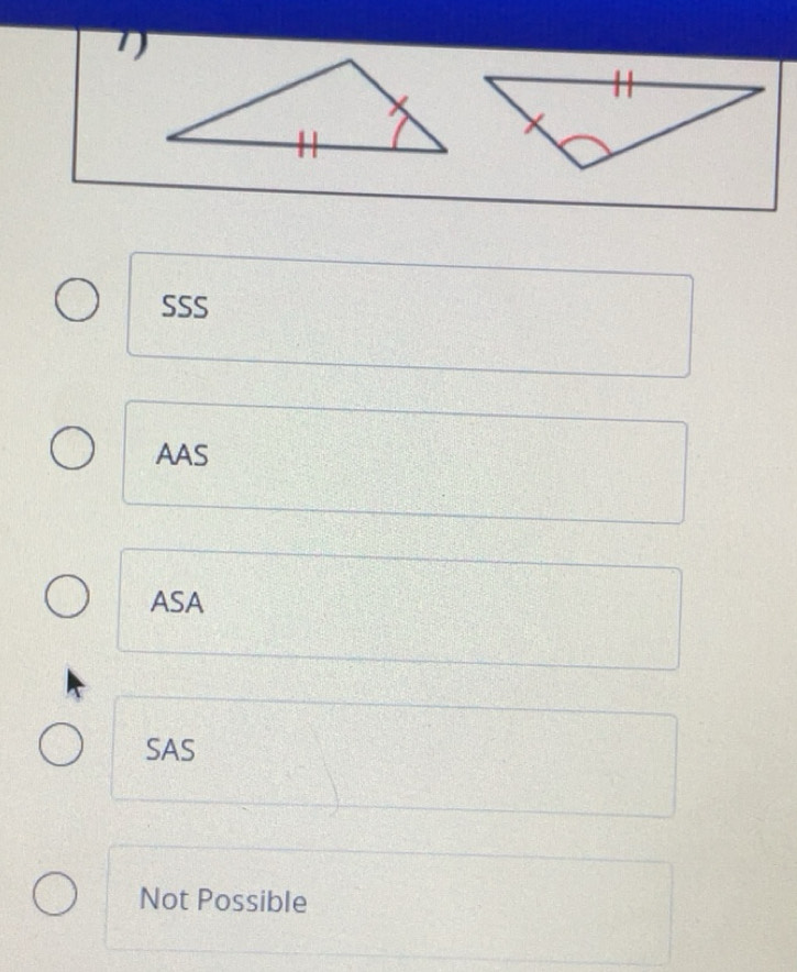 Solved: SSS AAS ASA SAS Not Possible [Math]
