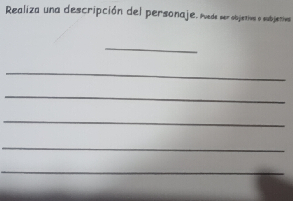 Resuelto:Realiza una descripción del personaje. Puede ser objetiva o ...