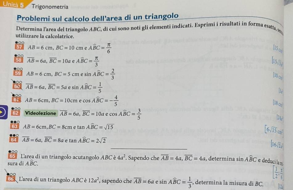 Risolto:Unità 5 Trigonometria Problemi sul calcolo dell’area di un ...