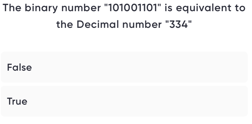 Solved: The binary number "101001101" is equivalent to the Decimal ...