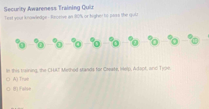 Solved: Security Awareness Training Quiz Test your knowledge - Receive ...