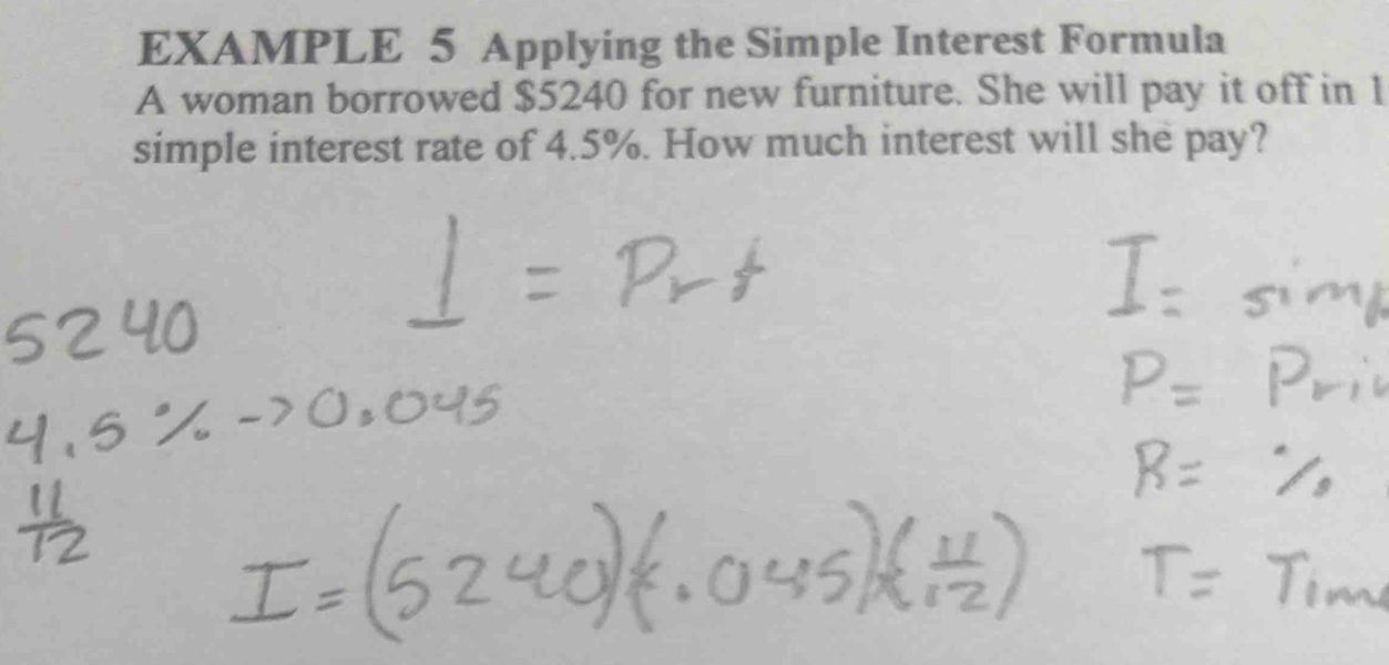 Solved: EXAMPLE 5 Applying the Simple Interest Formula A woman borrowed ...