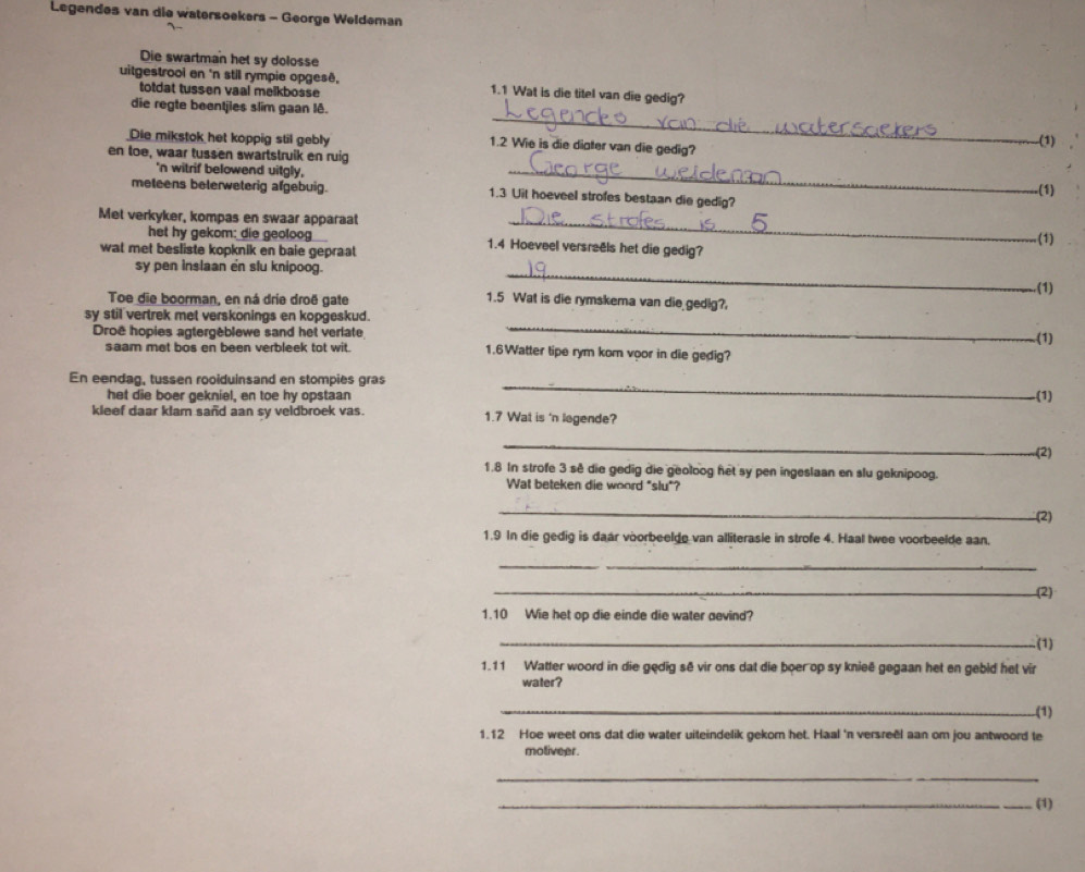 Solved: Legendes van die watersoekers - George Weldeman Die swartman ...