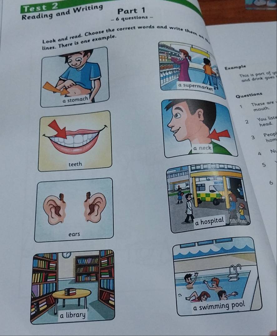 Giải quyết:Test 2 Reading and Writing Part 1 - 6 questions - Look and ...