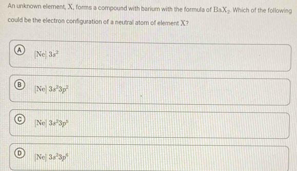 Solved: An unknown element, X, forms a compound with barium with the ...