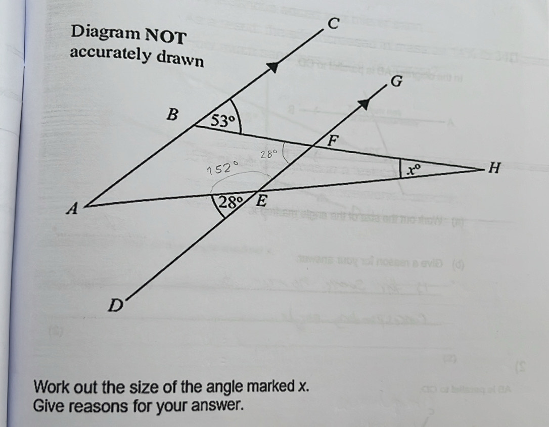 Resuelto:Work out the size of the angle marked x. Give reasons for your ...