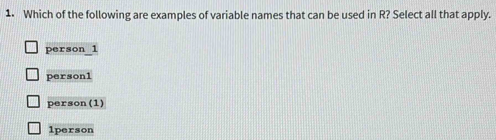 Solved: Which of the following are examples of variable names that can ...