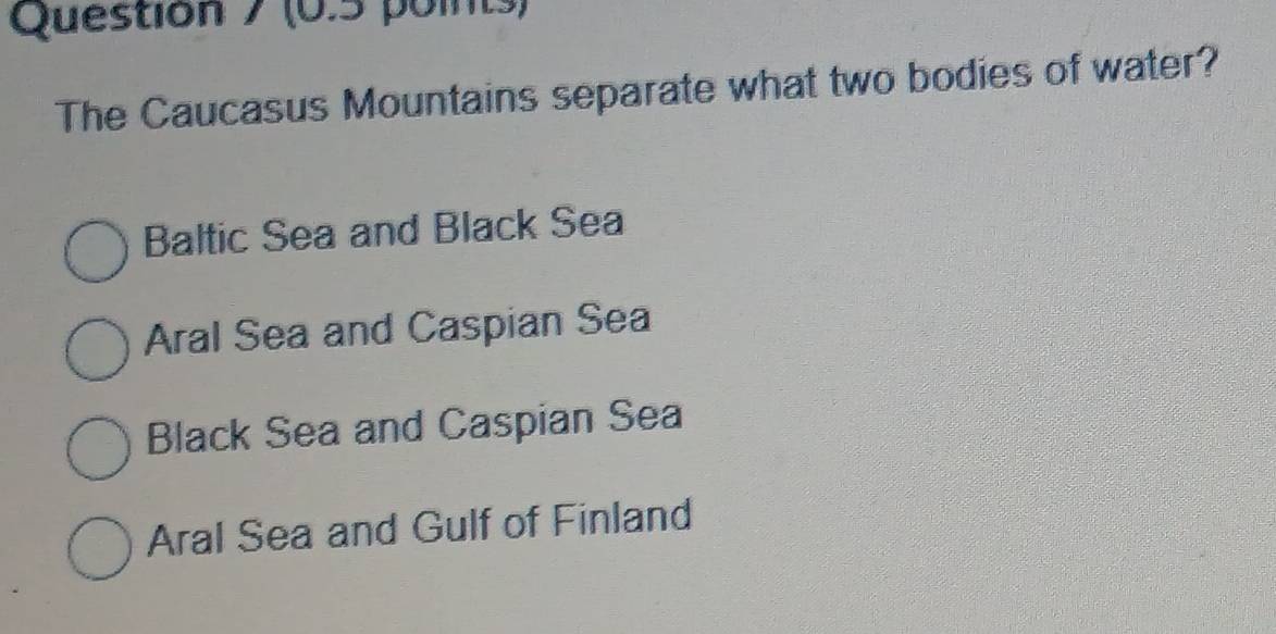 Solved: The Caucasus Mountains separate what two bodies of water ...