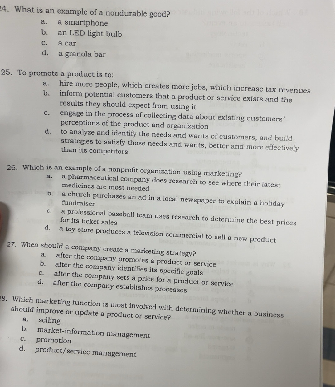 Solved: What is an example of a nondurable good? a. a smartphone b. an ...