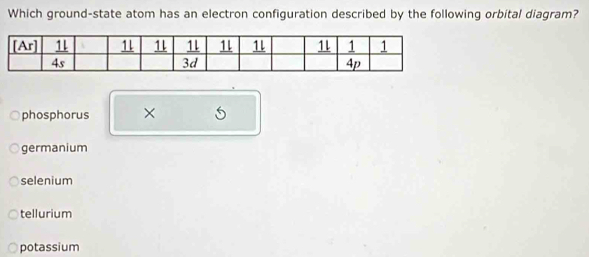 Solved: Which ground-state atom has an electron configuration described by the following orbital ...