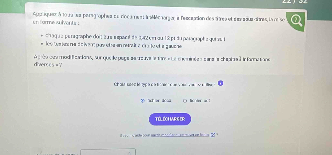 Résolu :Appliquez à tous les paragraphes du document à télécharger, à l ...