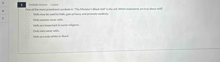 Solved: Multiple Answer 1 point 1 6 One of the most prominent symbols ...
