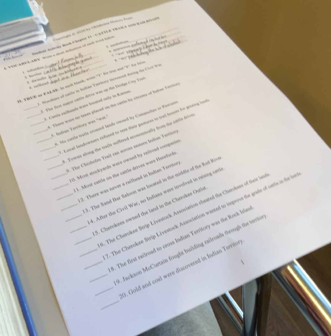 Solved: Copyrighi & 20ậ0 by Oklahea Histoy Pran Pudent Asiivity Book ...