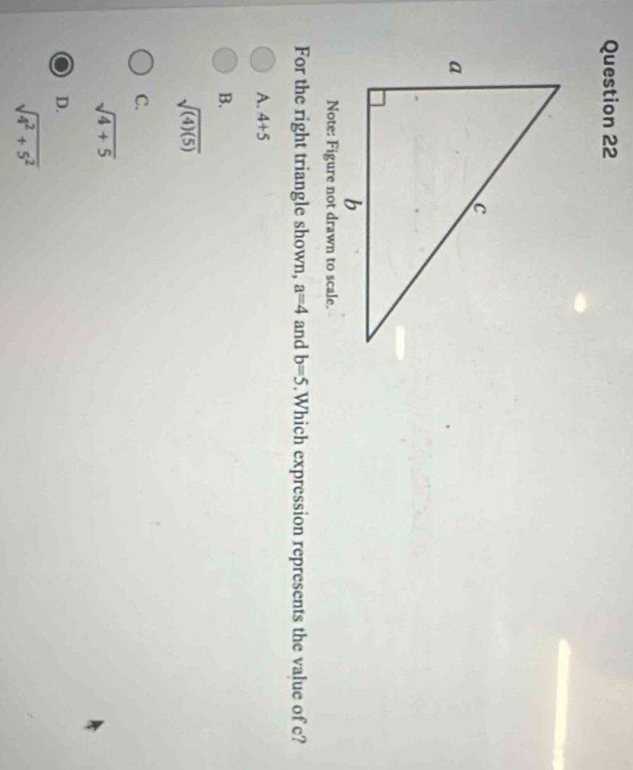 Solved: Note: Figure not drawn to scale. For the right triangle shown ...
