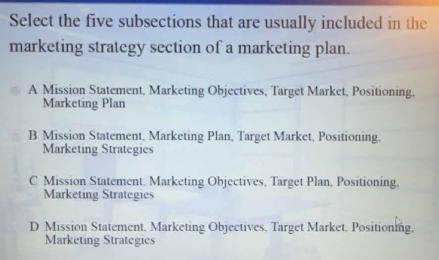 Solved: Select the five subsections that are usually included in the ...