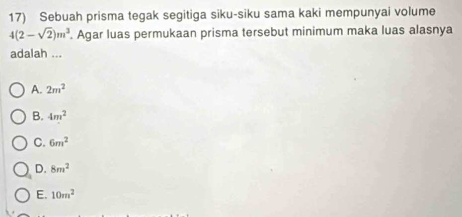 Telah dijawab:Sebuah prisma tegak segitiga siku-siku sama kaki ...