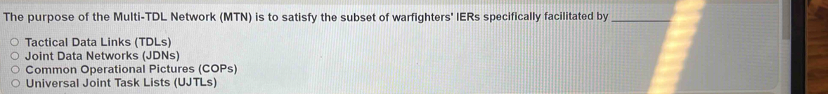 Solved: The purpose of the Multi-TDL Network (MTN) is to satisfy the ...