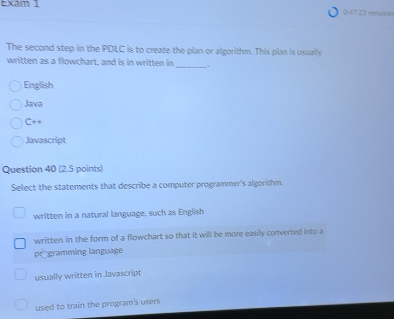 Solved: Exam 1 0:47:23 remainin The second step in the PDLC is to ...
