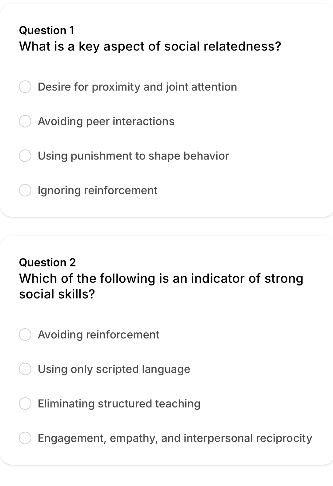 Solved: What is a key aspect of social relatedness? Desire for ...