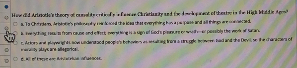 Solved: How did Aristotle's theory of causality critically influence ...