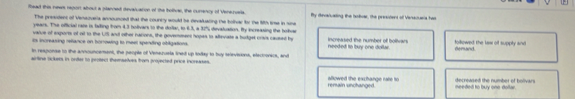 Solved: Read this news report about a planned devaluation of the ...