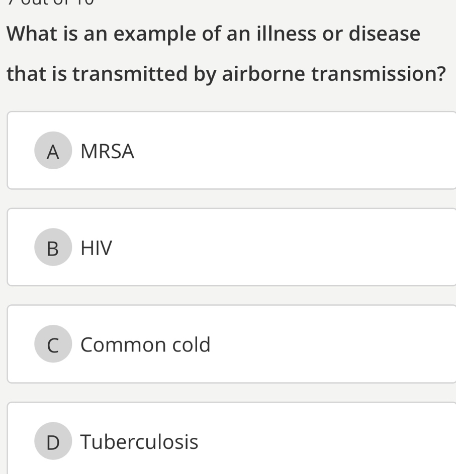 Solved: What is an example of an illness or disease that is transmitted ...