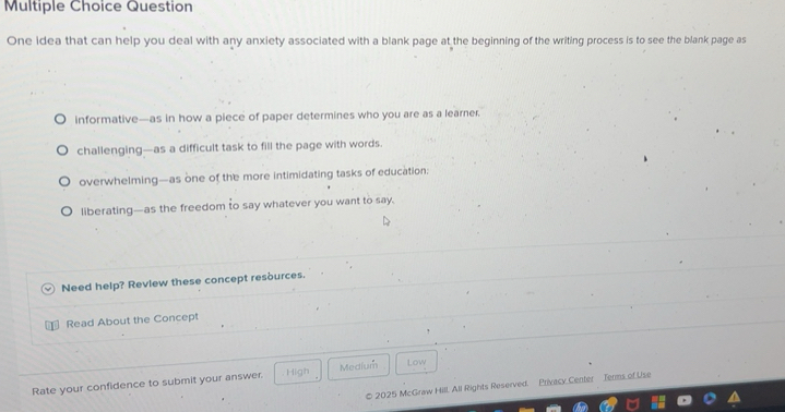 Solved: Question One idea that can help you deal with any anxiety ...