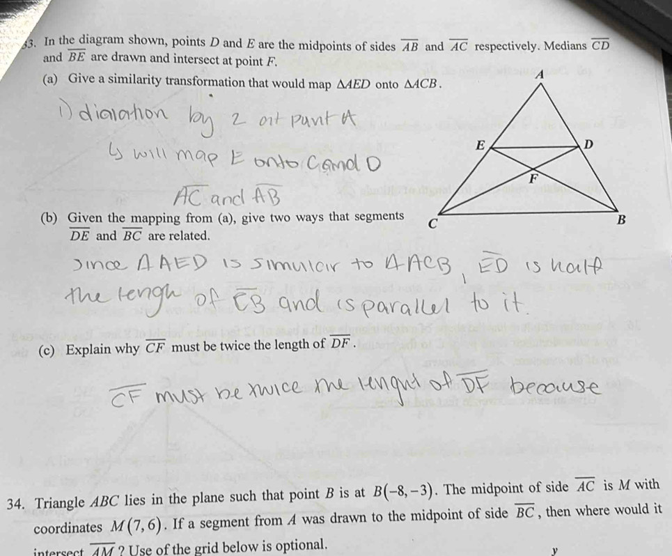 Solved: In the diagram shown, points D and E are the midpoints of sides overline AB and overline ...