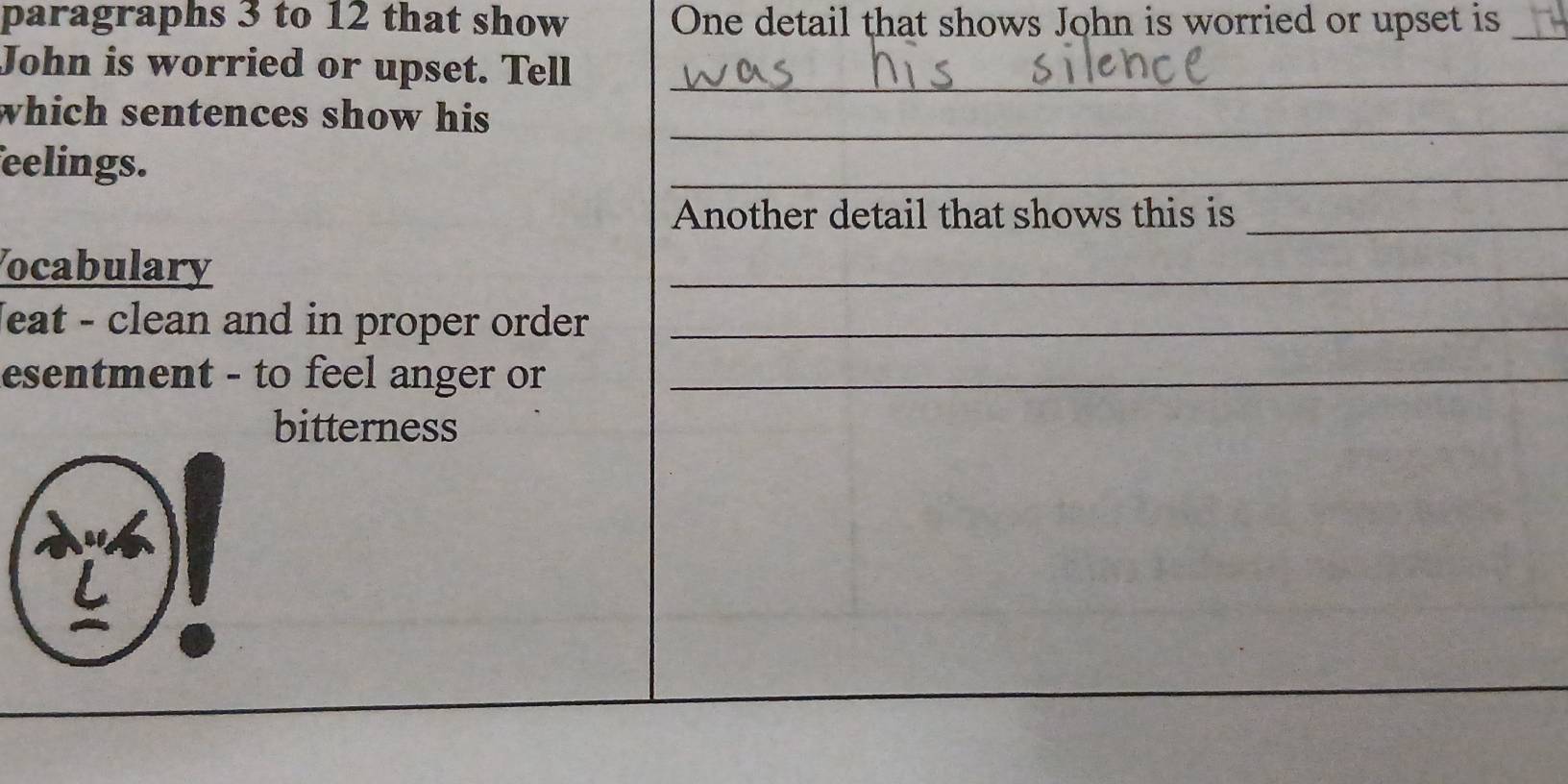 Gelöst:paragraphs 3 to 12 that show One detail that shows John is ...