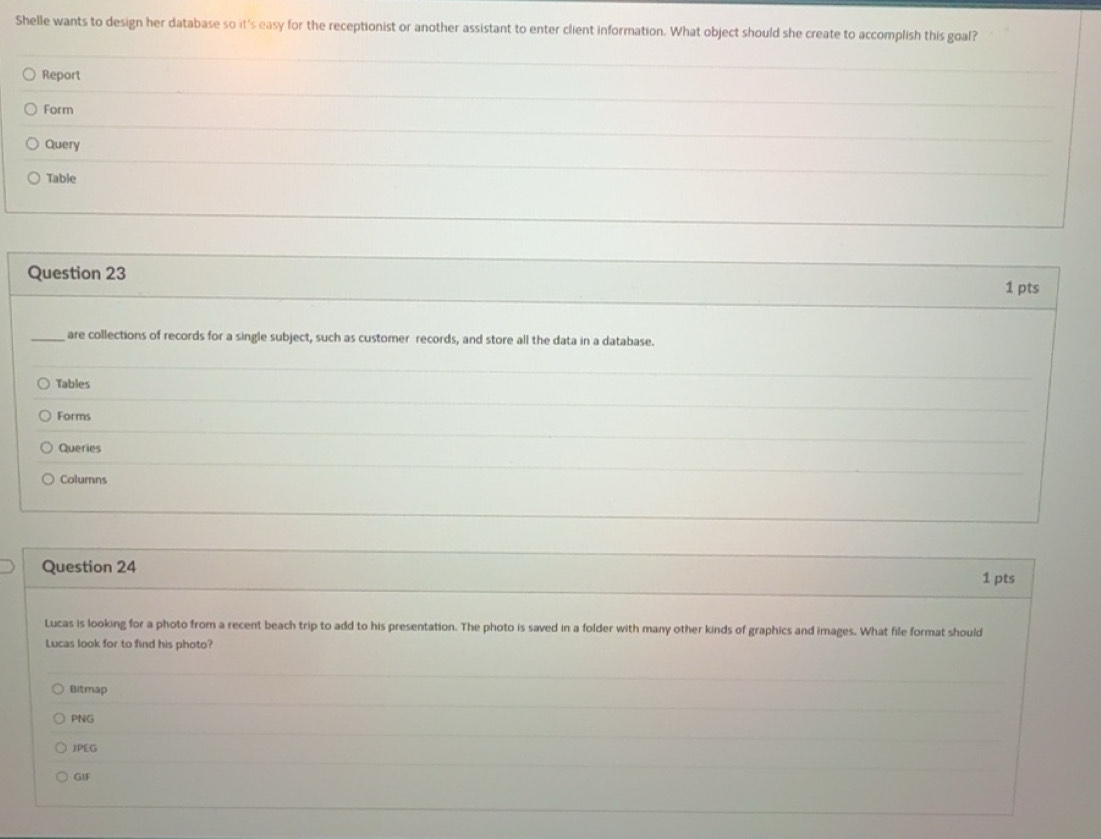 Solved: Shelle wants to design her database so it's easy for the ...