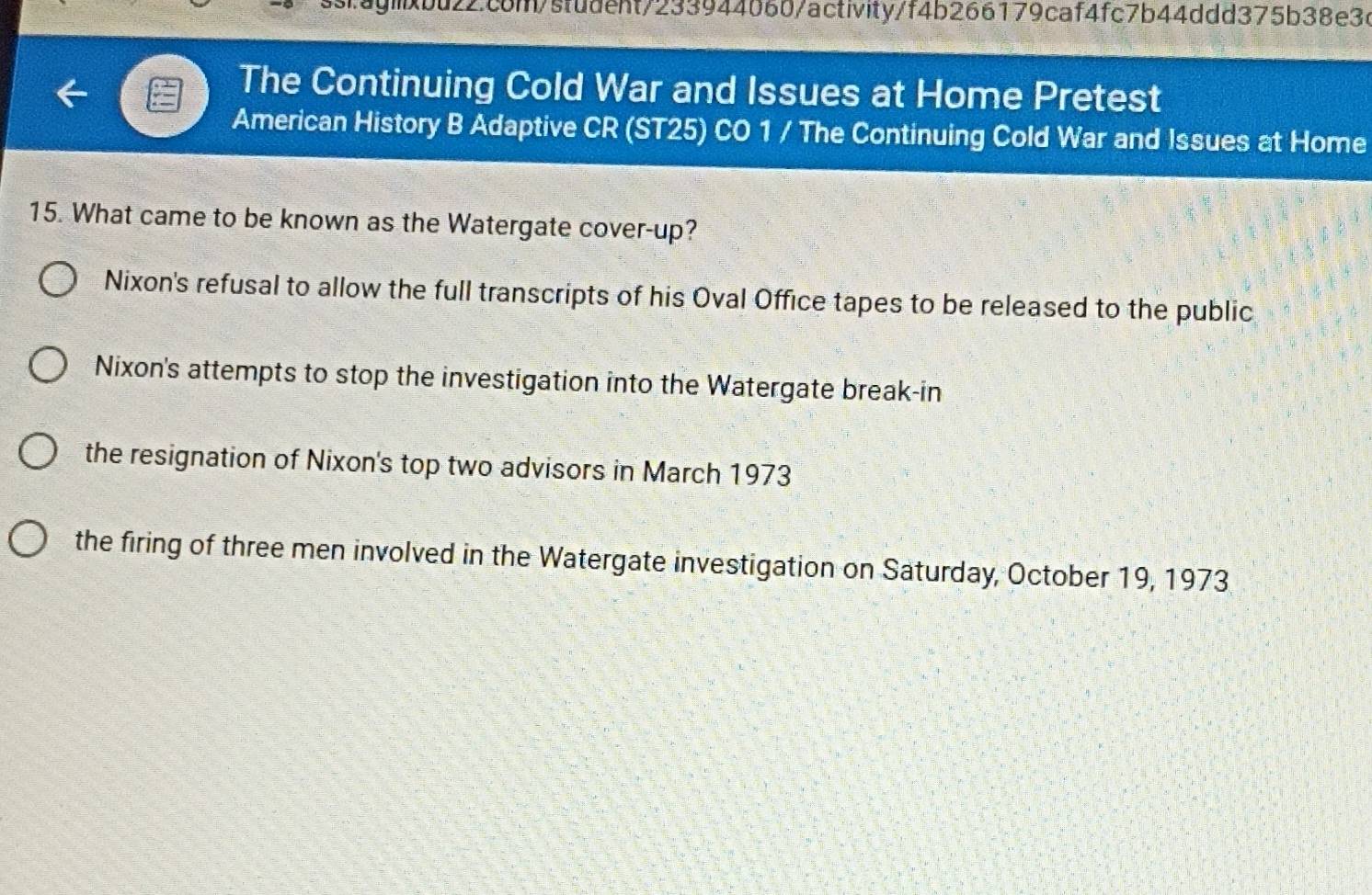 Solved: The Continuing Cold War and Issues at Home Pretest American ...