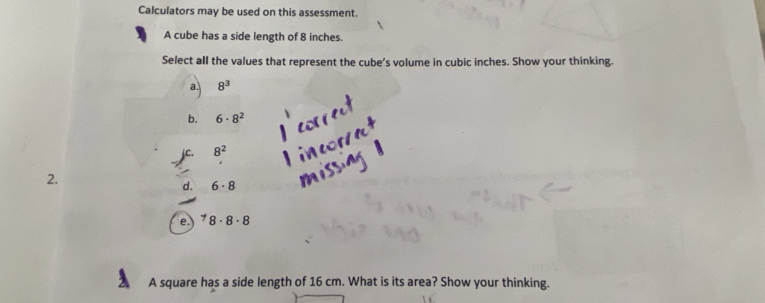 Solved: Calculators may be used on this assessment. A cube has a side ...