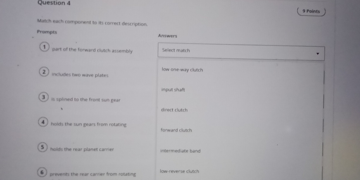 Solved: Match each component to its correct description. Prompts ...