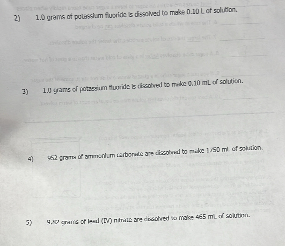 Solved: 1.0 grams of potassium fluoride is dissolved to make 0.10 L of ...