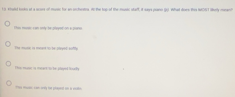 Solved: Khalid looks at a score of music for an orchestra. At the top ...