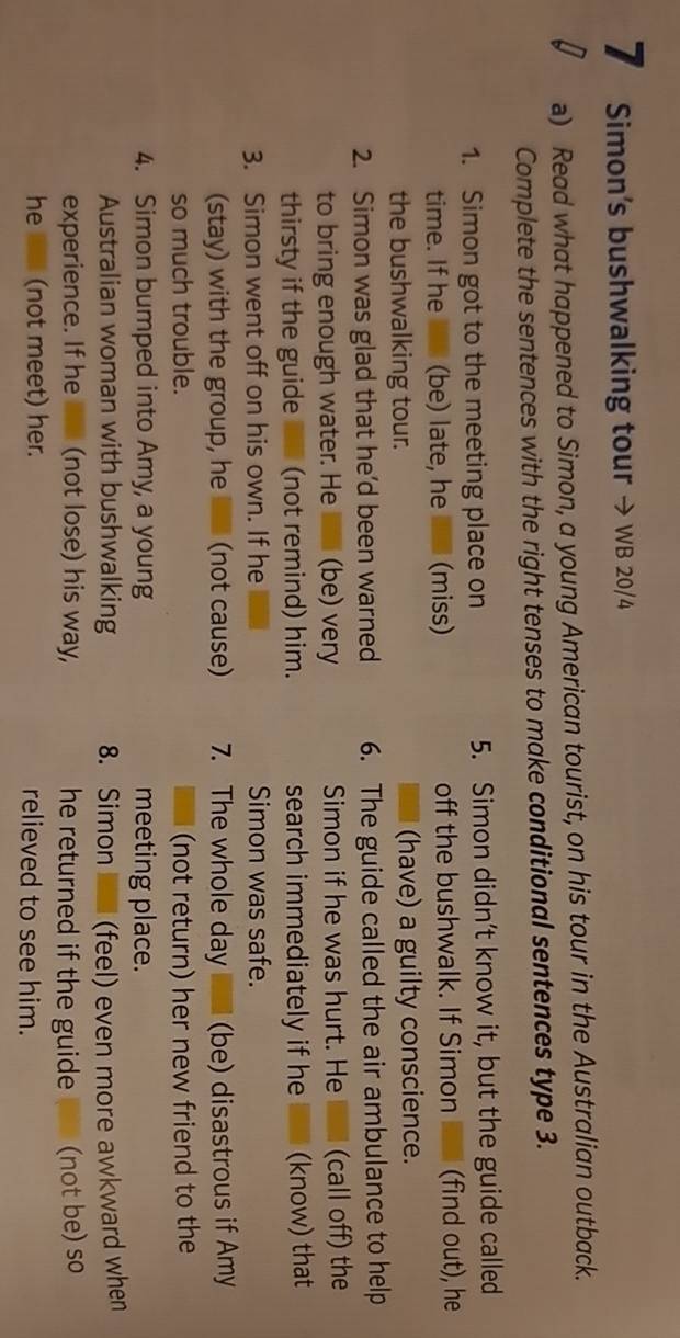 Gelöst:Simon’s bushwalking tour → WB 20/4 a) Read what happened to ...