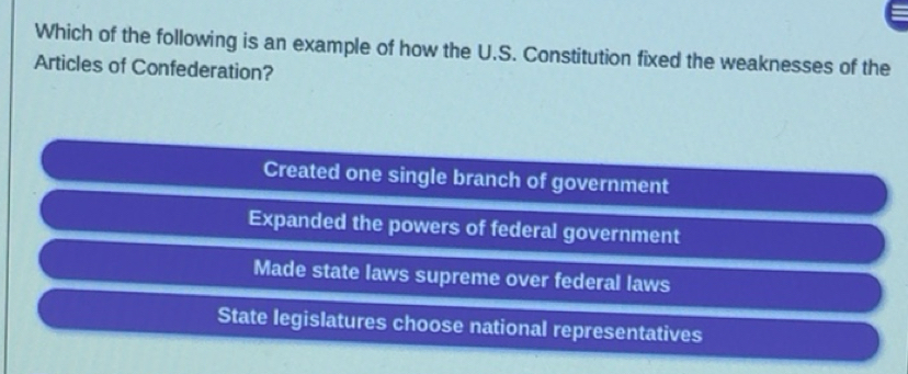 Solved: Which of the following is an example of how the U.S ...
