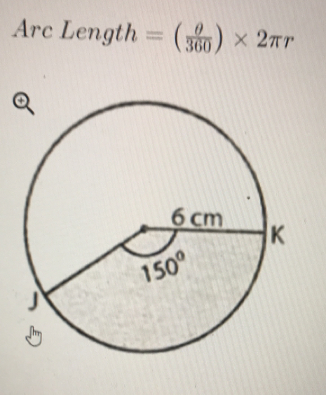 Solved: Arc Length=( θ /360 )* 2π r [Math]
