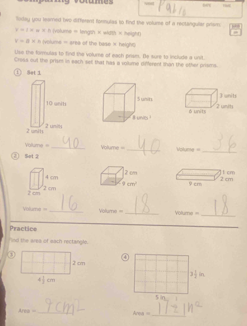 Solved: votumes NAME DATE TIME Today you learned two different formulas ...