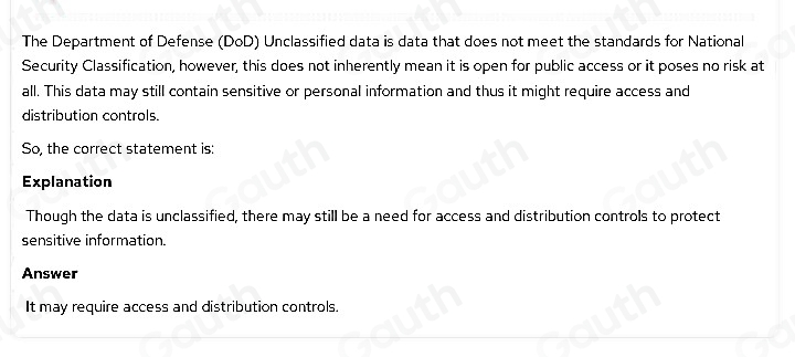 Solved: Which of the following statements is true of DoD Unclassified ...