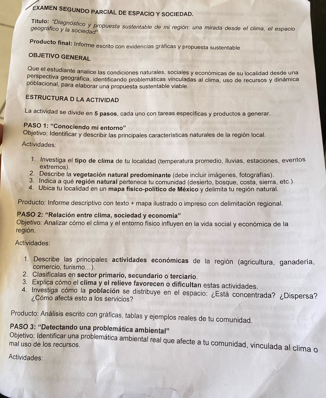 Resuelto:EXAMEN SEGUNDO PARCIAL DE ESPACIO Y SOCIEDAD. Título ...